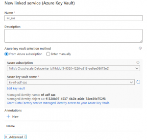 Using Key Vault managed storage accounts and SAS tokens in Azure Data Factory – NillsF blog